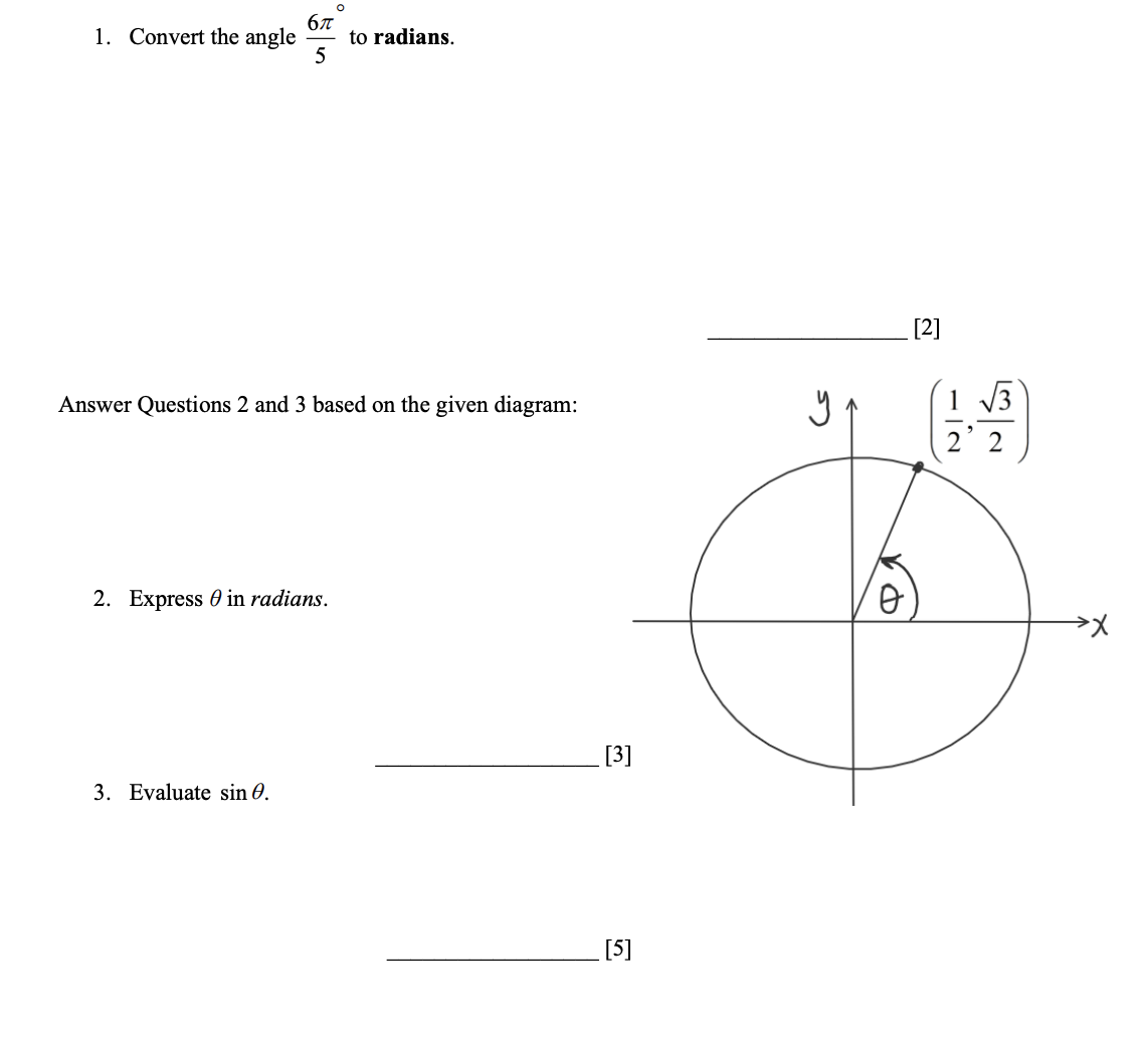 Solved 1. Convert the angle 56π∘ to radians. Answer | Chegg.com