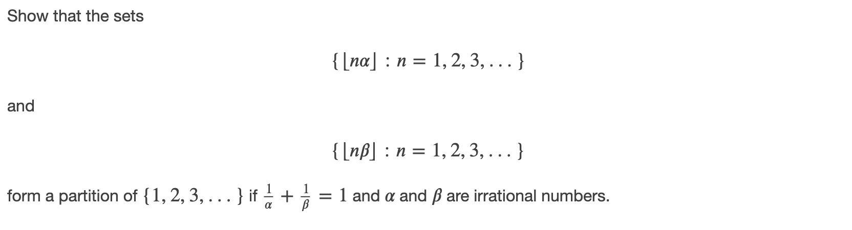 Solved Show that the sets {[na]: n = 1,2,3,... } and {[np]: | Chegg.com
