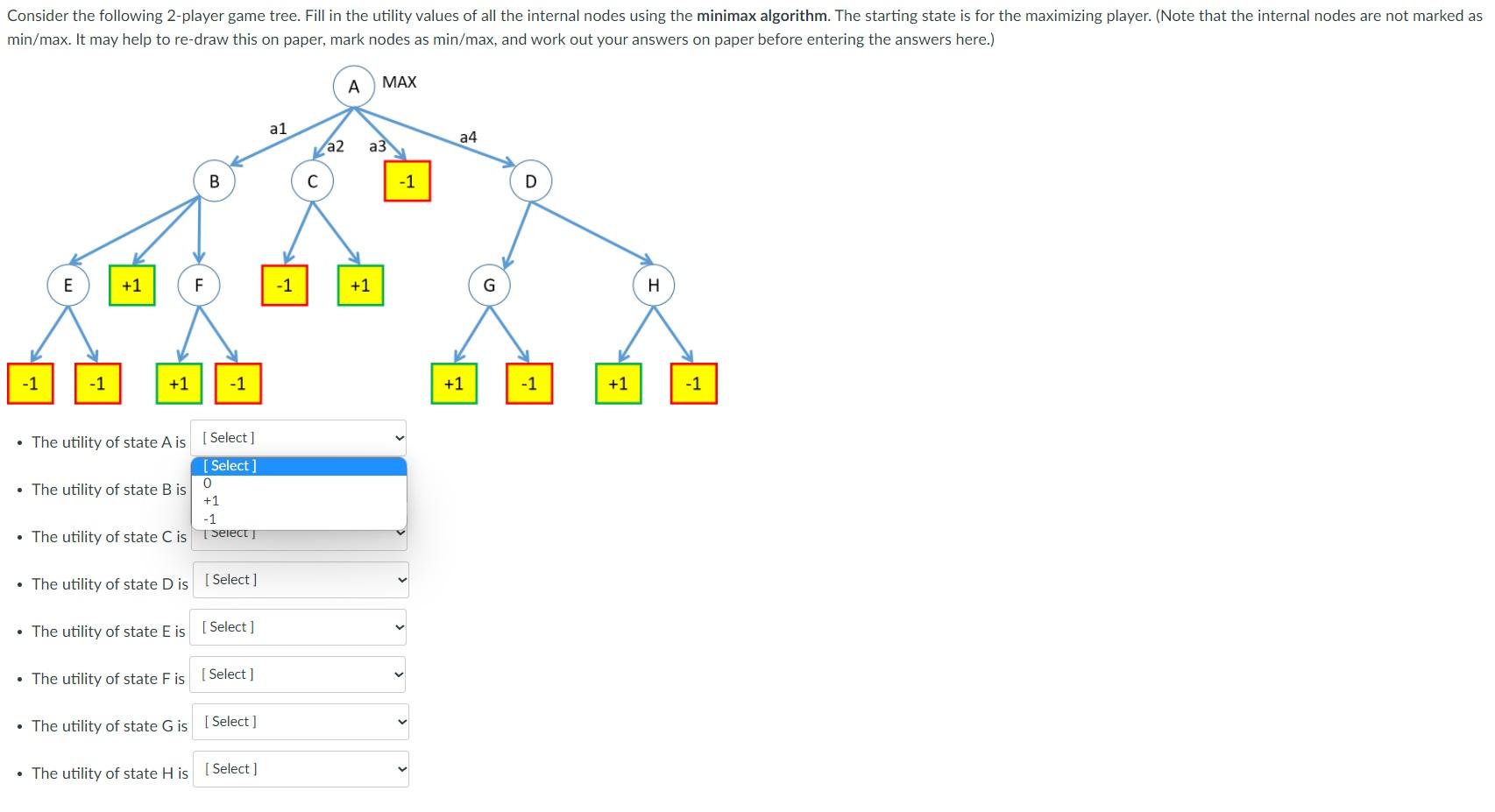 Solved Consider the following 2-player game tree. Fill in | Chegg.com