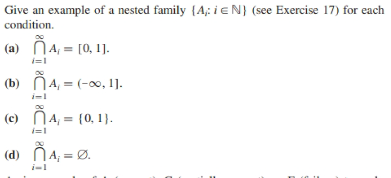 Solved Given an example of a nested family for each | Chegg.com