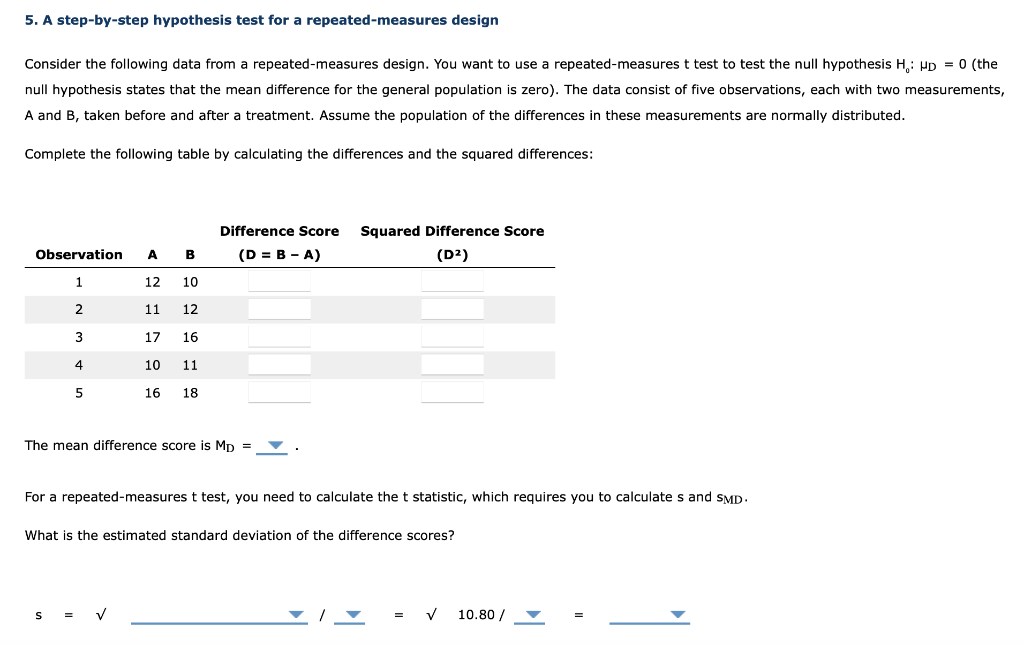 Solved 5. A step-by-step hypothesis test for a | Chegg.com