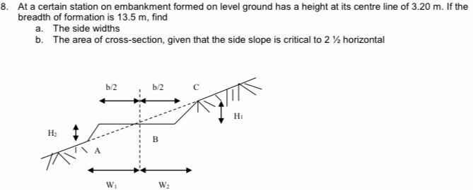 Solved 8. At a certain station on embankment formed on level | Chegg.com