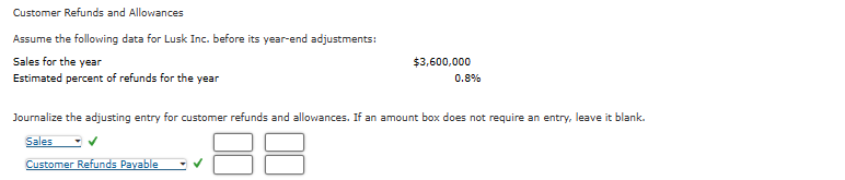 Solved Customer Refunds and Allowances Assume the following | Chegg.com Solved Customer Refunds and Allowances Assume the following | Chegg.com