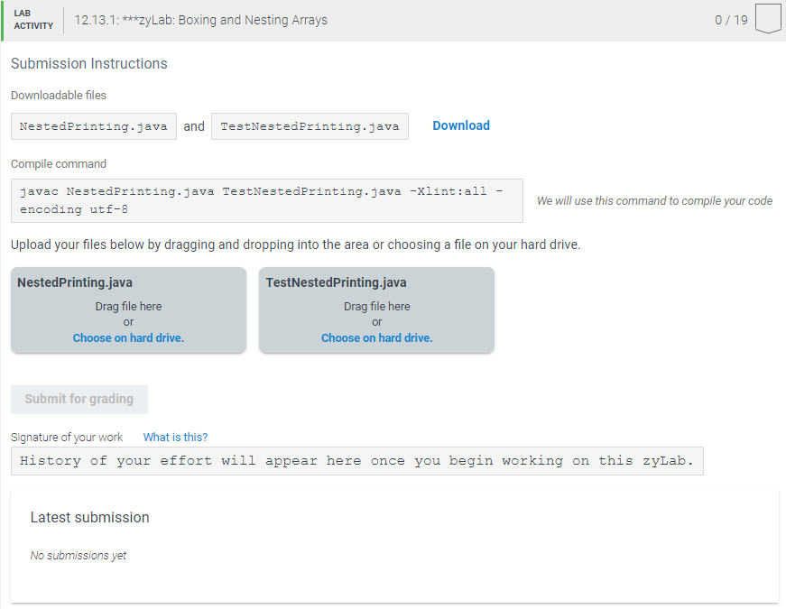 Solved 12.13 ***zyLab: Boxing and Nesting Arrays Write this | Chegg.com