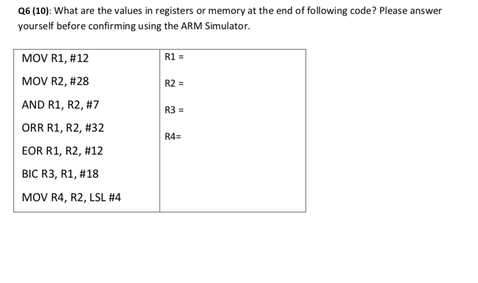 Solved Q6 (10): What are the values in registers or memory | Chegg.com