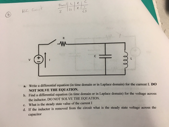 Solved Ls c S Write a differential equation (in time domain | Chegg.com
