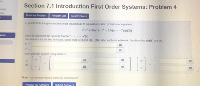 Solved Section 7 1 Introduction First Order Systems Problem