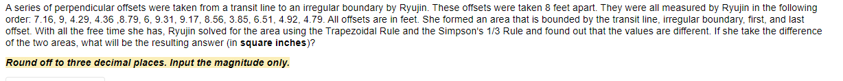 Solved A series of perpendicular offsets were taken from a | Chegg.com