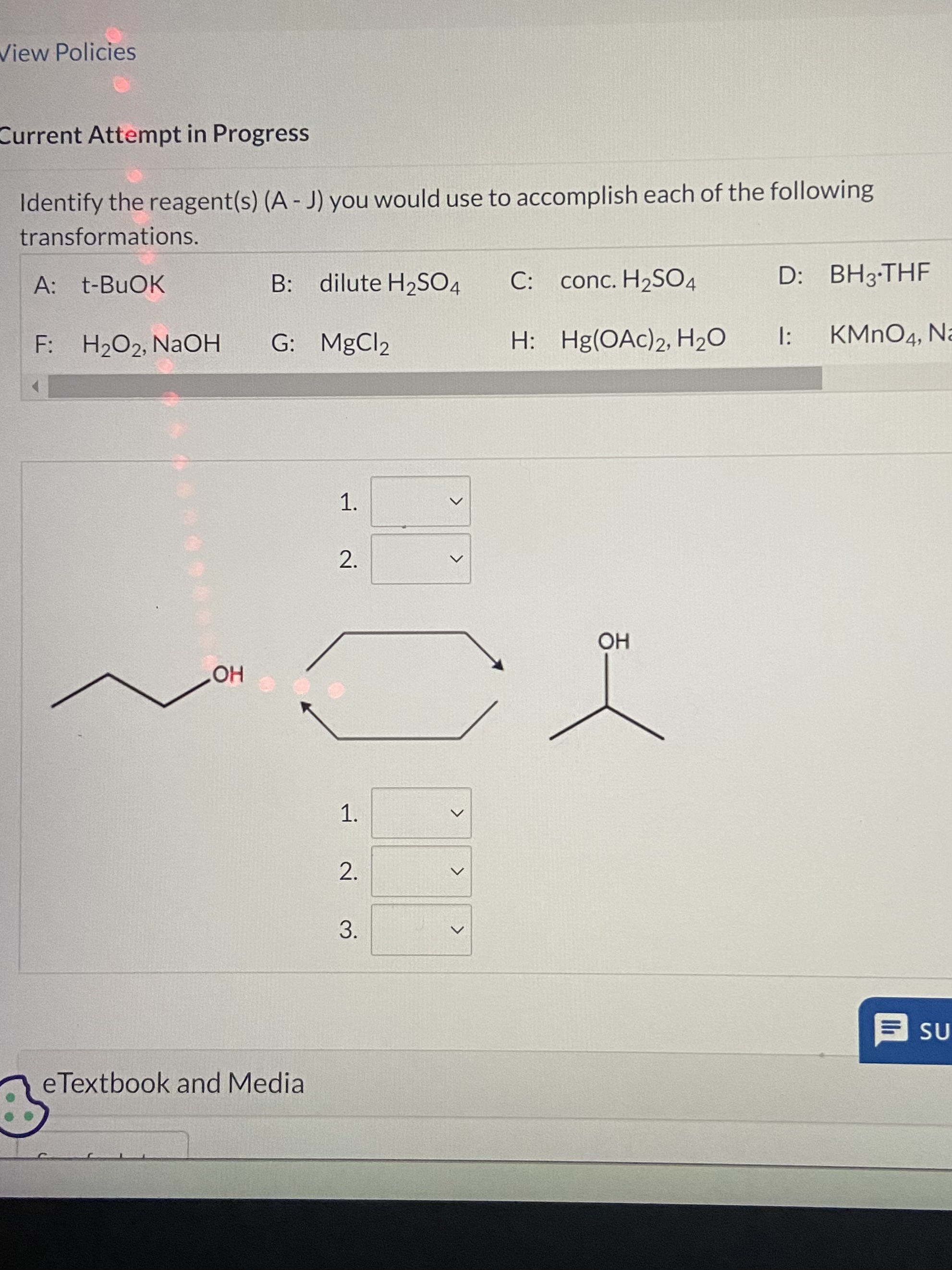 Solved Identify the reagent(s) (A - J) you would use to | Chegg.com