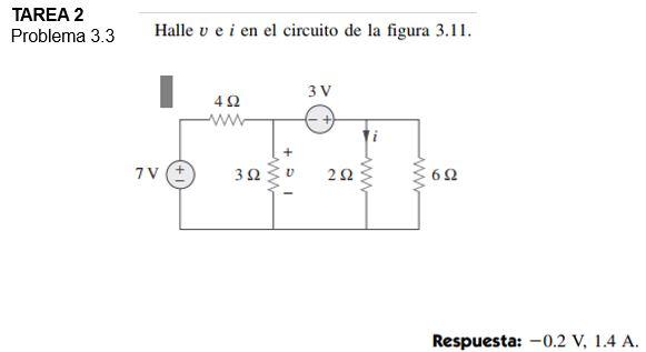 Solved TAREA 2 Problema 3.3 Halle v e i en el circuito de la | Chegg.com