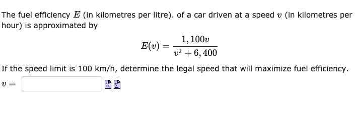 Solved The fuel efficiency E (in kilometres per litre). of a | Chegg.com