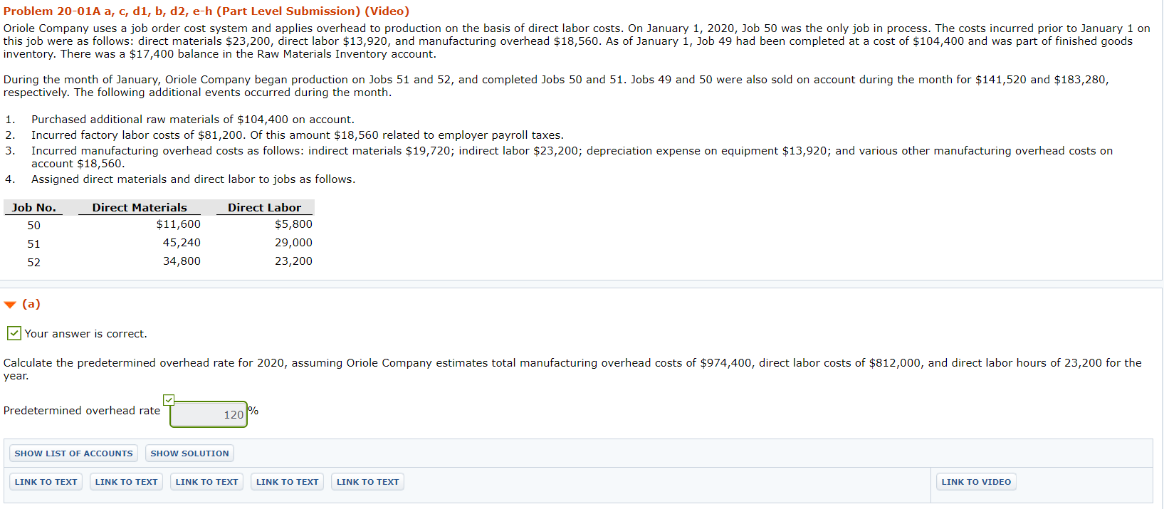 Solved Problem 20-01A a, c, di, b, d2, e-h (Part Level | Chegg.com