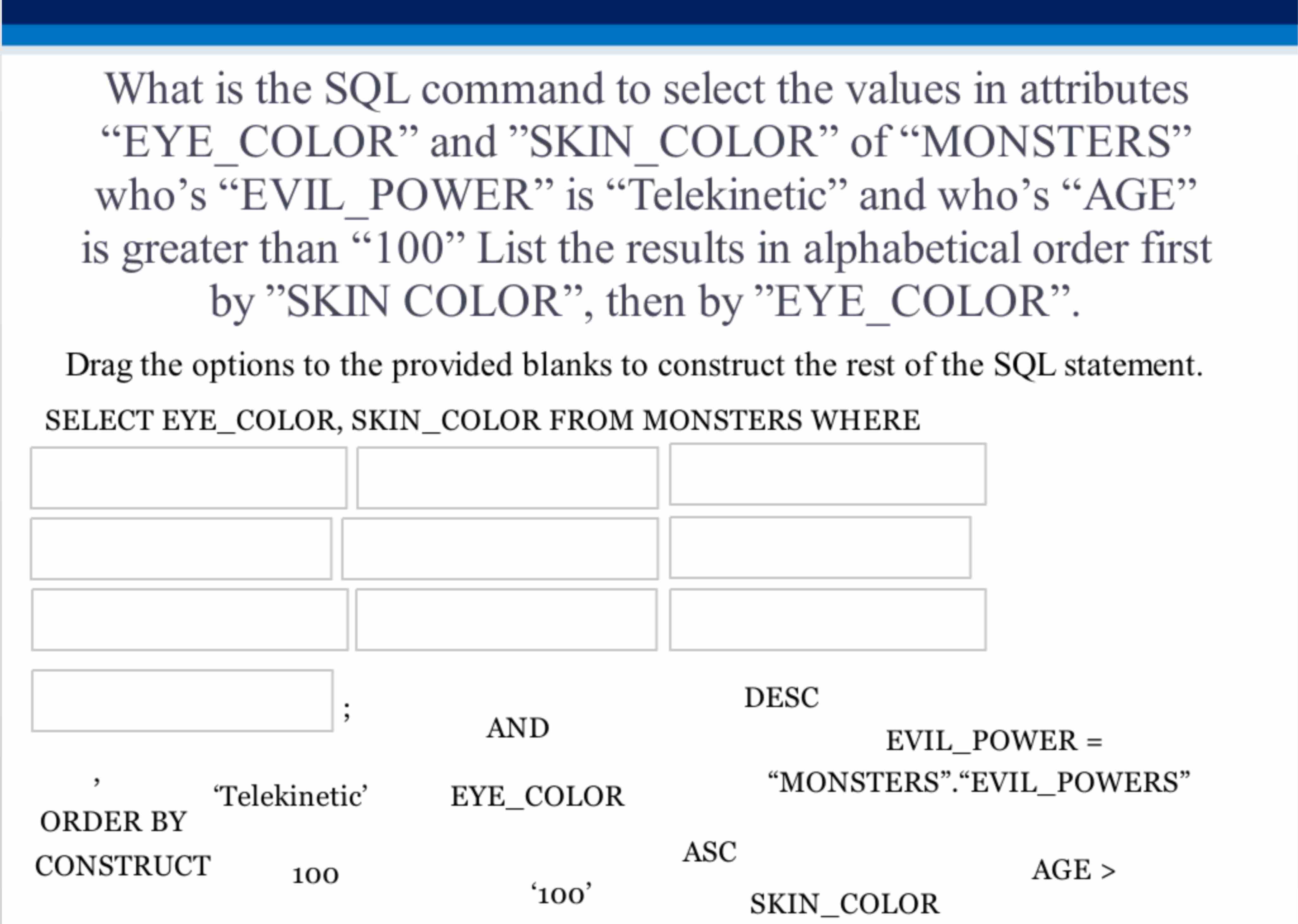 Solved What is the SQL command to select the values in | Chegg.com