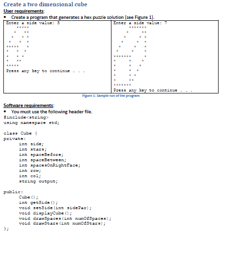 Solved in C++ language. Must include cube.h file , cube.cpp | Chegg.com