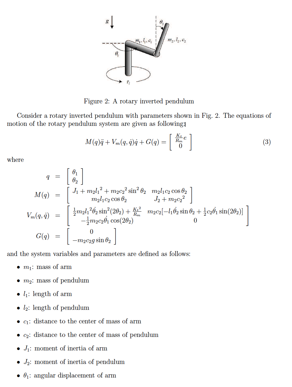 Solved 8 m, 12, C, Figure 2: A rotary inverted pendulum | Chegg.com