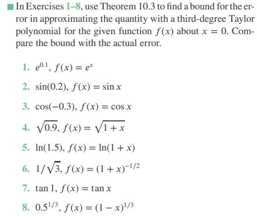 Solved In Exercises 1-8, use Theorem 10.3 to find a bound | Chegg.com