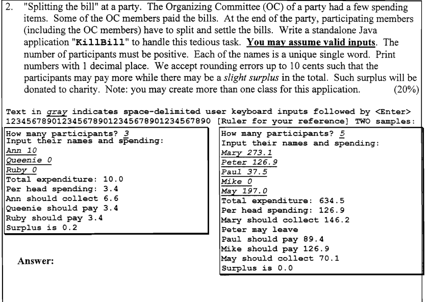 Solved 2. "Splitting the bill" at a party. The Organizing | Chegg.com