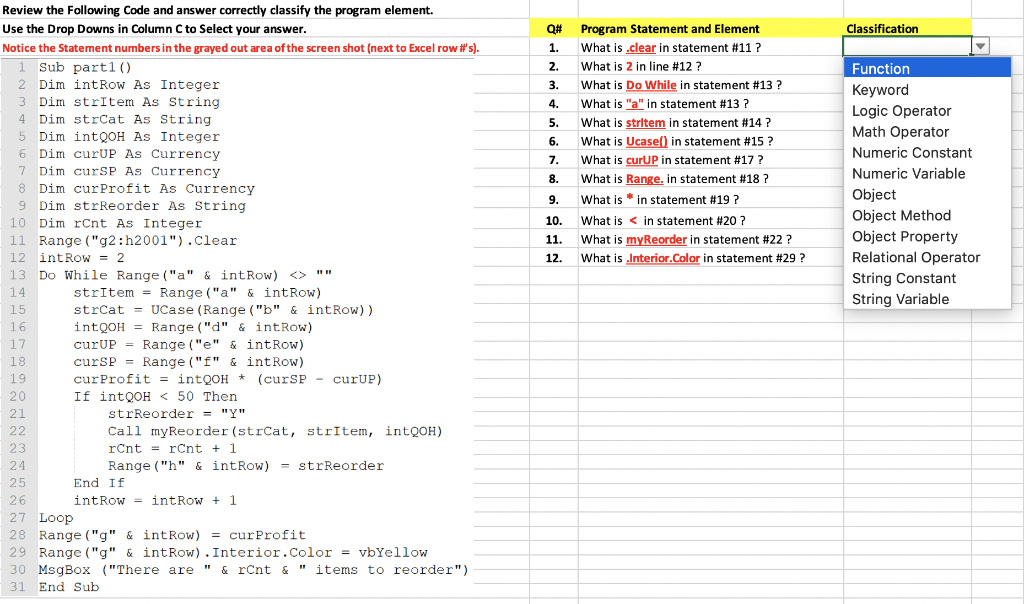 Solved Q# Classification 1. 2 3. 4. 4 5. 6. Program | Chegg.com
