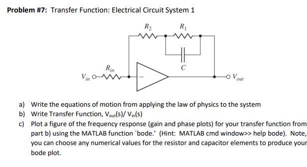Solved Problem #7: Transfer Function: Electrical Circuit | Chegg.com