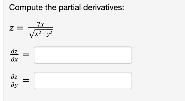 Solved Compute the partial derivatives: | Chegg.com