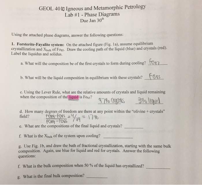 Solved GEOL 401 Igneous and Metamorphic Petrology Lab | Chegg.com