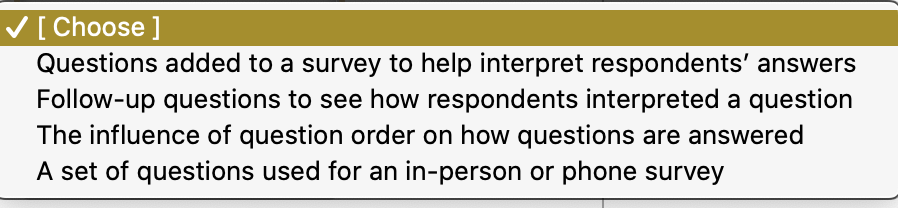 Solved Match each type of questionnaire design with its | Chegg.com
