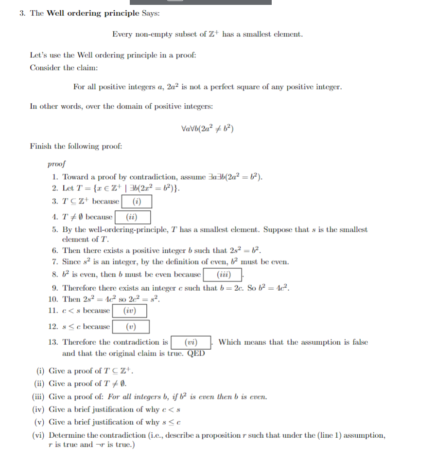 Solved 3. The Well ordering principle Says: Every non-empty | Chegg.com