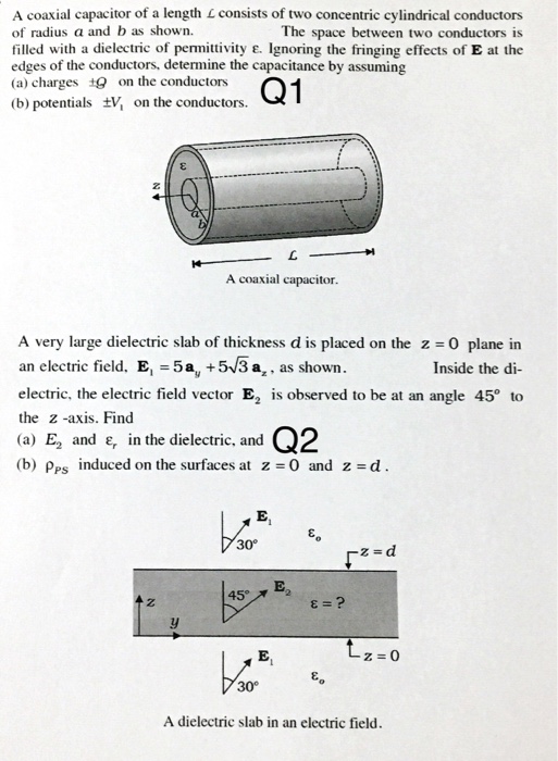 Solved A coaxial capacitor of a length L consists of two | Chegg.com