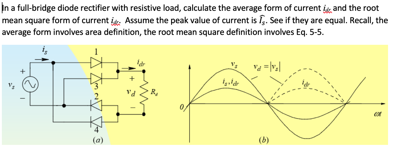 Solved In a full-bridge diode rectifier with resistive load, | Chegg.com