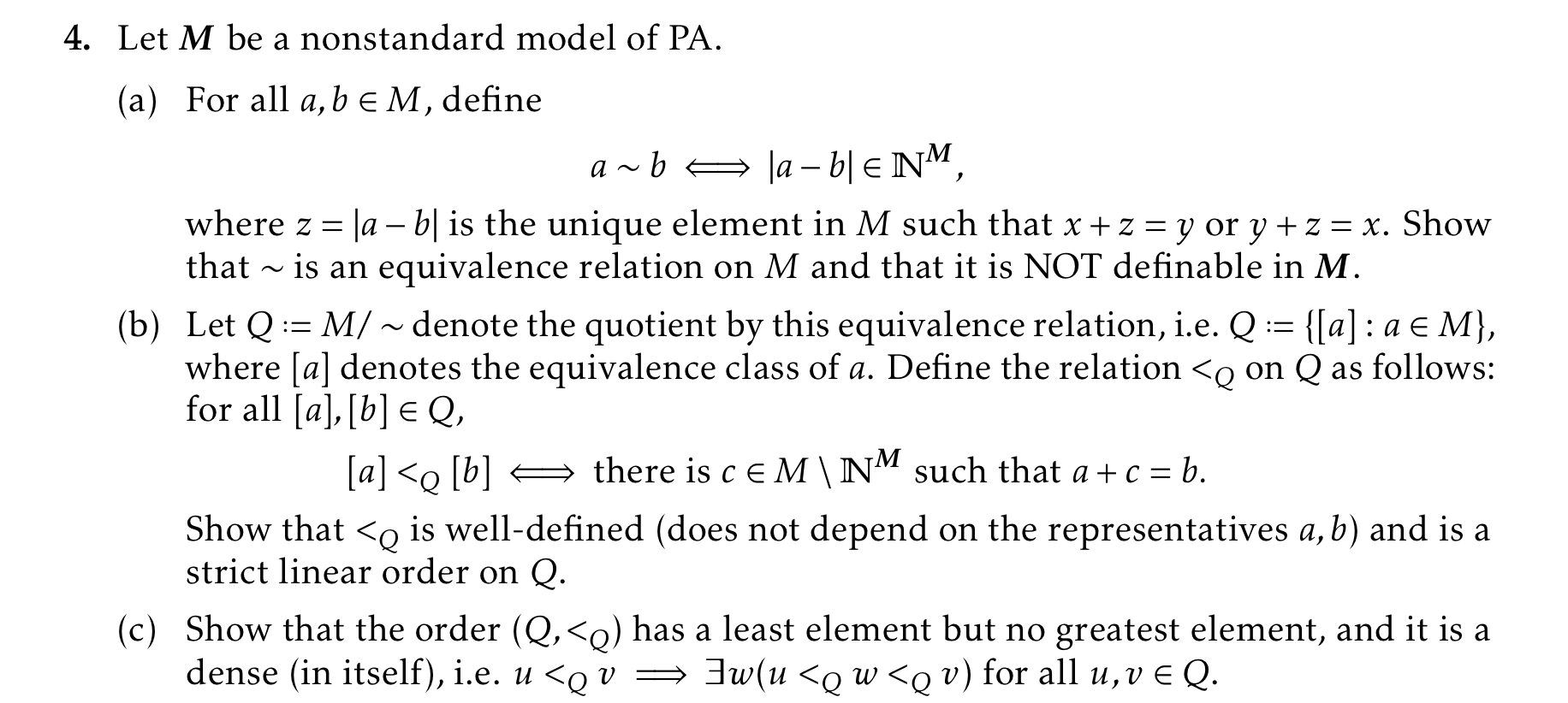 Solved a∼b ∣a−b∣∈NM, where z=∣a−b∣ is the unique element in | Chegg.com