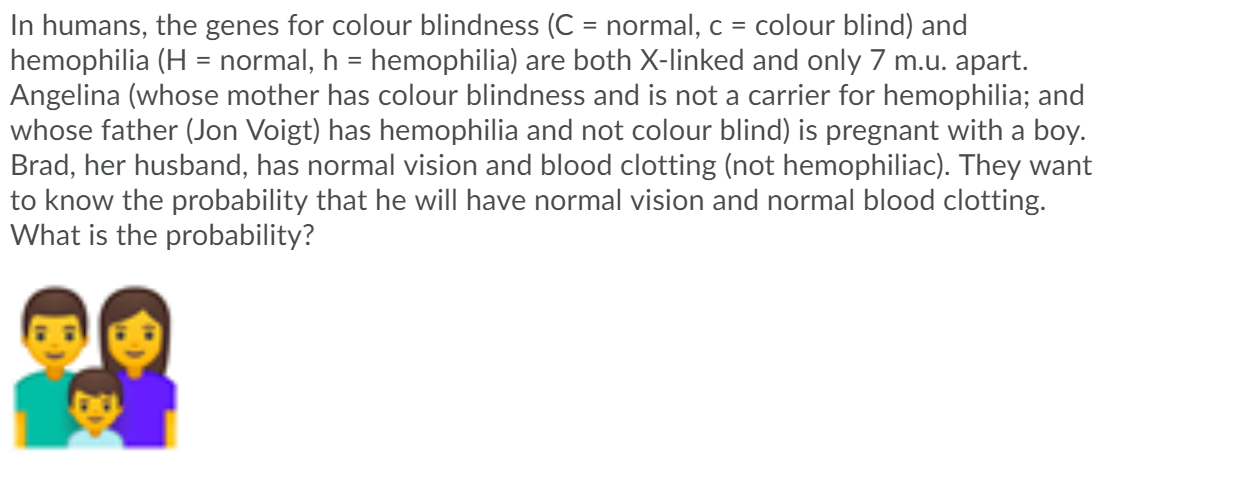 Solved In humans, the genes for colour blindness (C = | Chegg.com