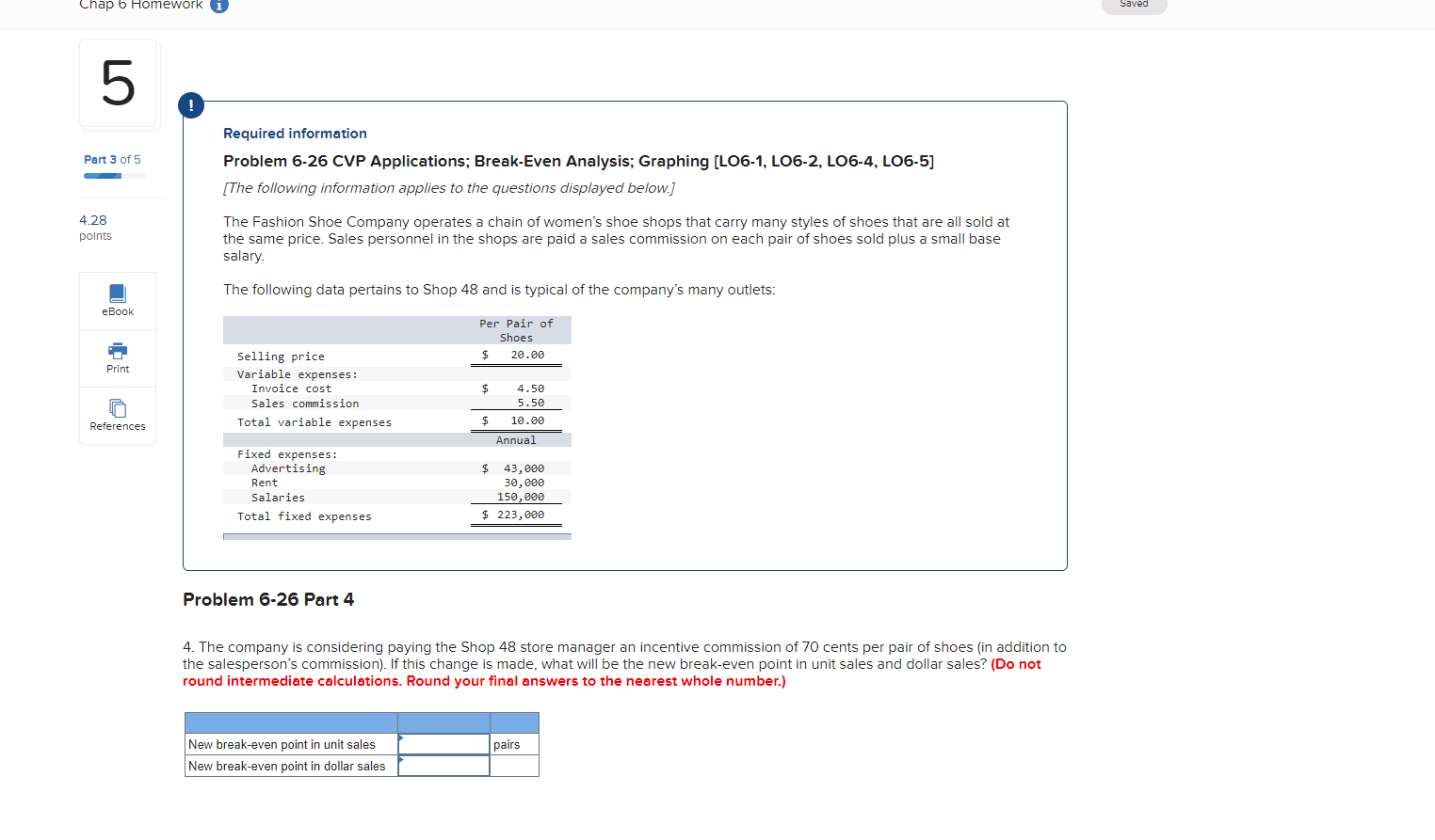 Solved Required information Problem 6-26 CVP Applications; | Chegg.com Solved Required information Problem 6-26 CVP Applications; | Chegg.com