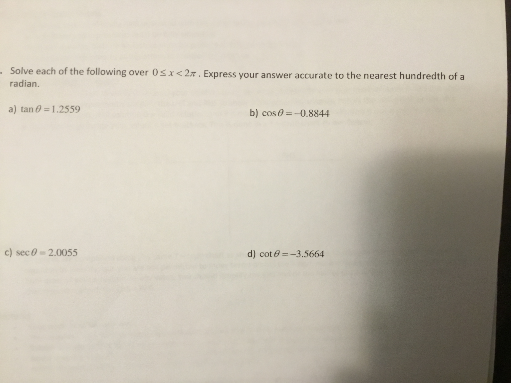 Solved Solve each of the following over 05x