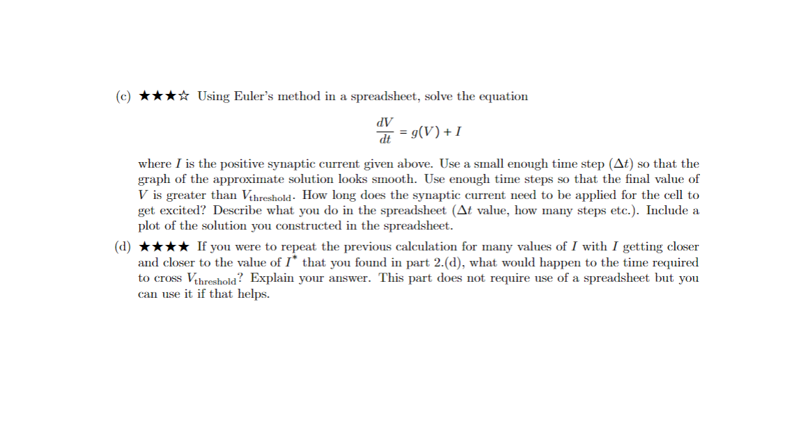 Solved (c) ⋆⋆⋆⋆ Using Euler's method in a spreadsheet, solve | Chegg.com