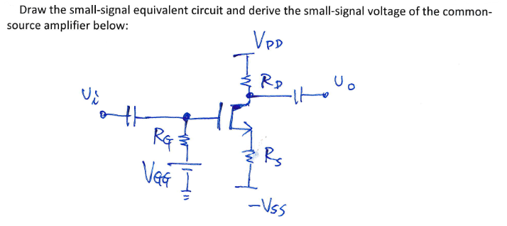 Solved Draw the small-signal equivalent circuit and derive | Chegg.com
