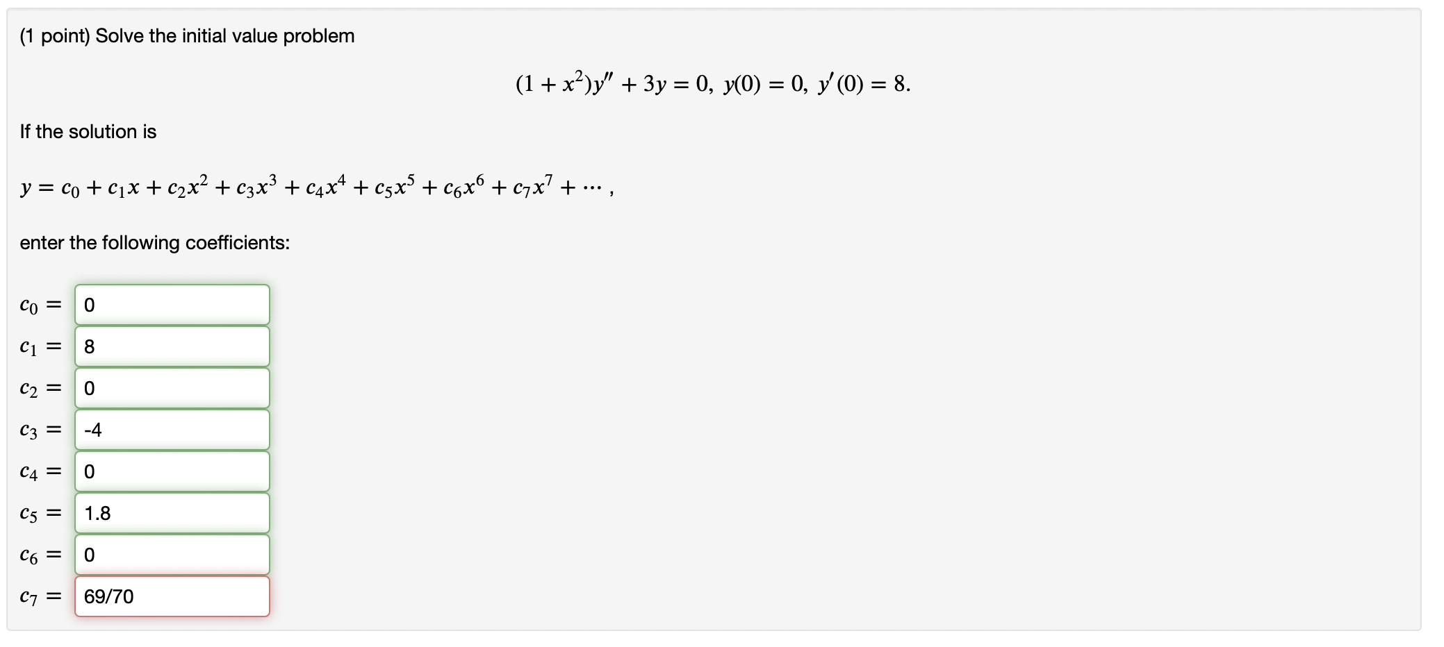 Solved by an EXPERT (1 ﻿point) ﻿Solve the initial value | Chegg.com