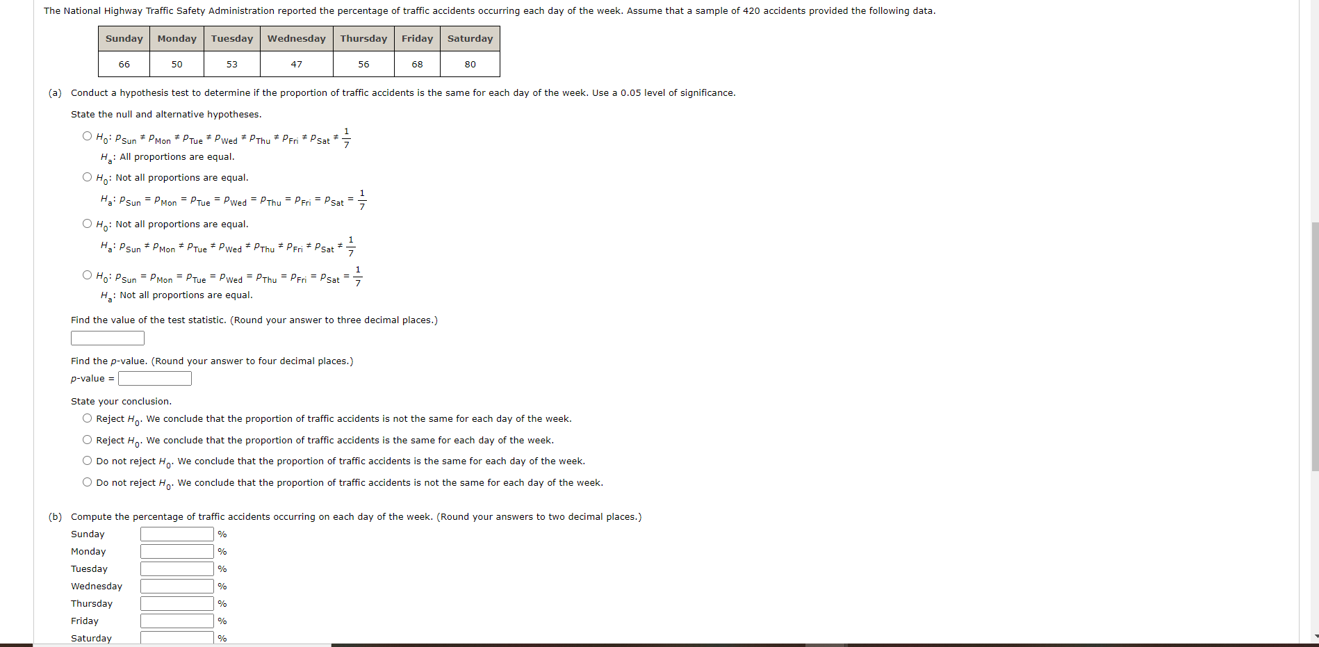 Solved The National Highway Traffic Safety Administration | Chegg.com