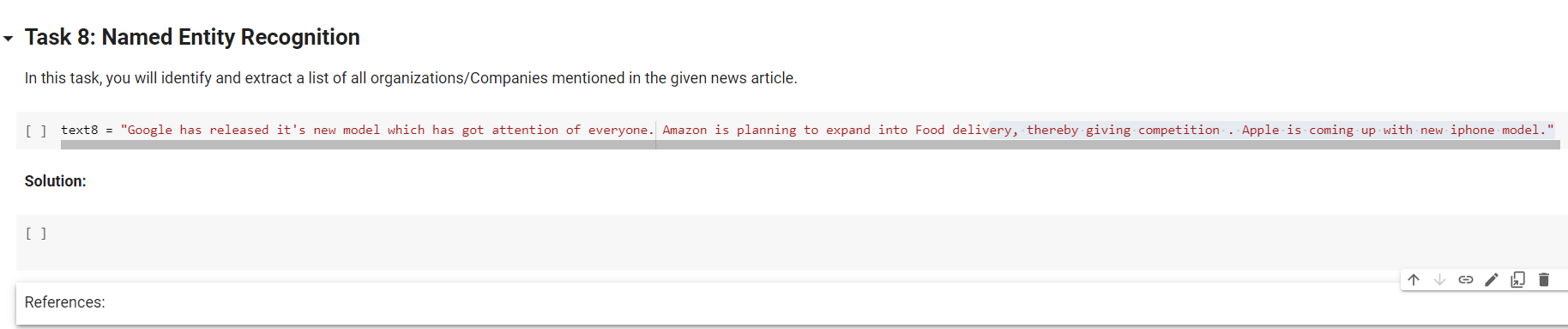 Solved Task 8: Named Entity Recognition In this task, you | Chegg.com