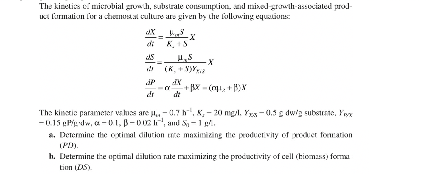 The kinetics of microbial growth, substrate | Chegg.com