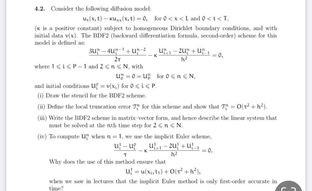 Solved 4.2. Consider the following diffusion model: | Chegg.com