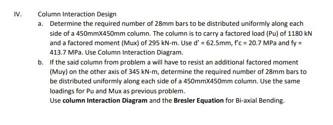 Solved V. Column Interaction Design a. Determine the | Chegg.com