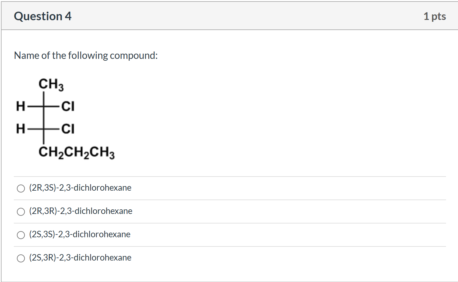 Solved Question 4 1 pts Name of the following compound: CH3 | Chegg.com