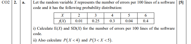 Solved CO2 2. a. Let the random variable X represents the | Chegg.com