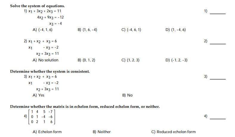 Solved Solve the system of equations. 1) X1 + 3x2 + 2x3 = 11 | Chegg.com