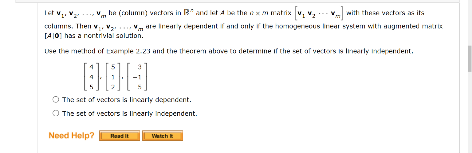 Solved Let v1,v2,dots,vm ﻿be (column) ﻿vectors in Rn ﻿and | Chegg.com