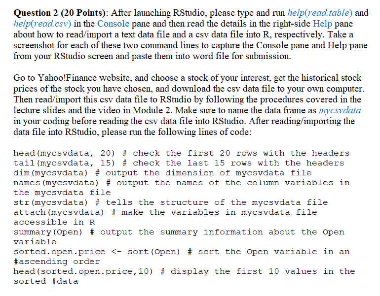 Solved Question 1 (10 Points): Launch RStudio on your | Chegg.com