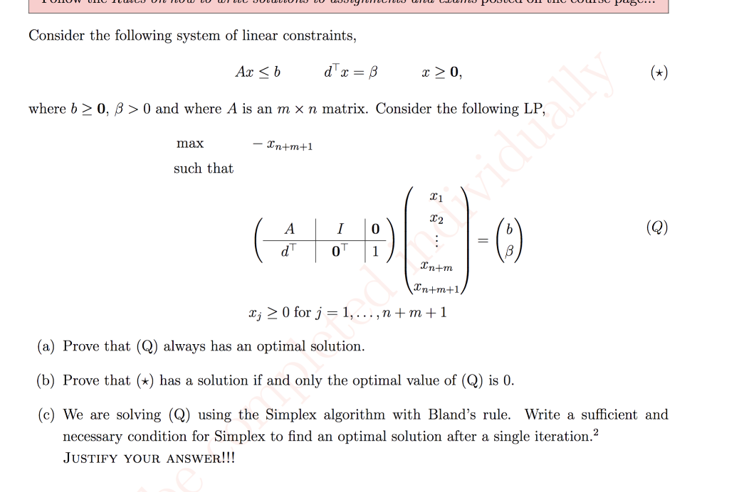 Consider the following system of linear constraints, | Chegg.com