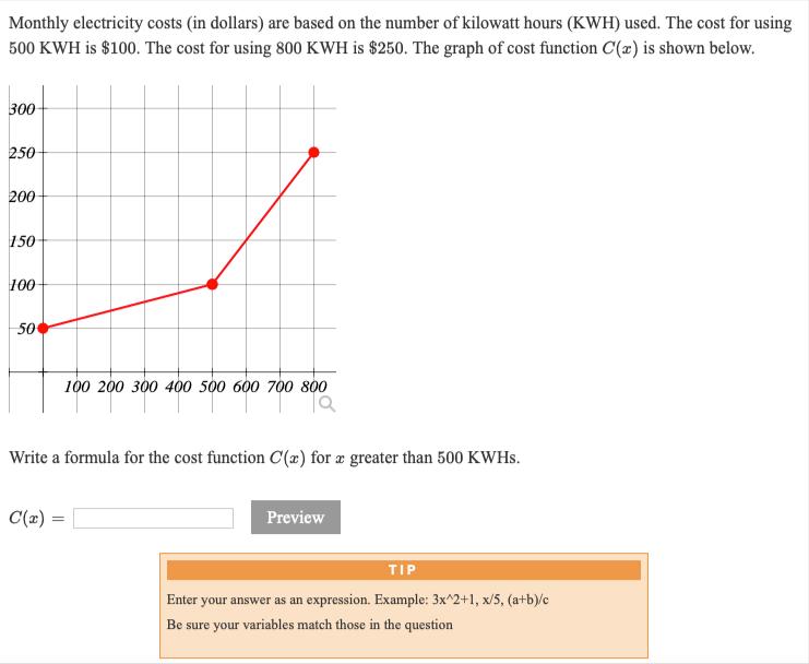 Solved Monthly electricity costs (in dollars) are based on | Chegg.com