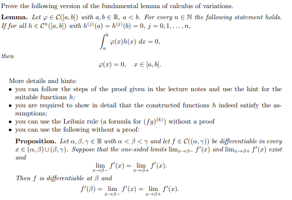 Solved Prove the following version of the fundamental lemma | Chegg.com