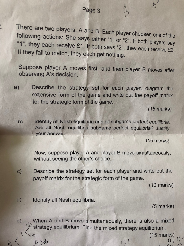 Solved Page 3 There are two players, A and B. Each player | Chegg.com